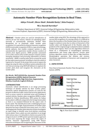 IRJET- Automatic Number Plate Recognition System in Real Time | PDF