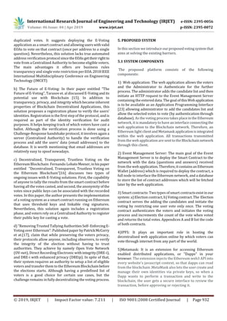 IRJET- A Decentralized Voting Application using Blockchain Technology | PDF