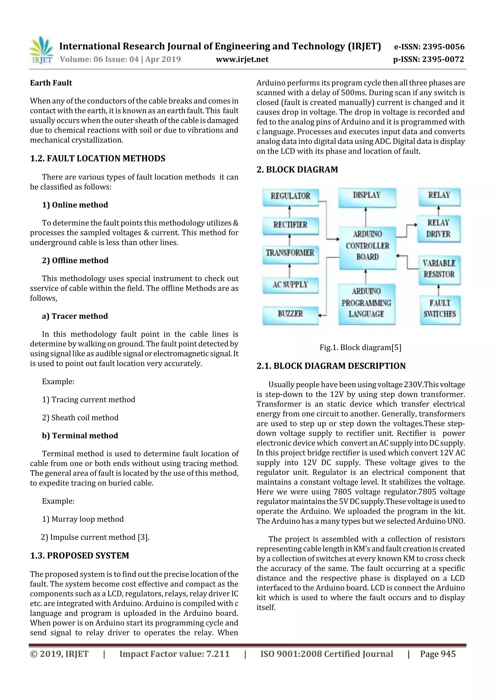 IRJET- Design of Arduino based Underground Cable Fault Detector | PDF