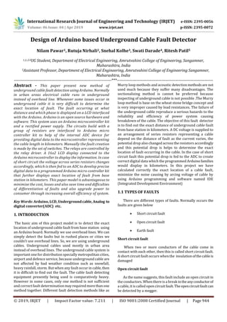 IRJET- Design of Arduino based Underground Cable Fault Detector | PDF