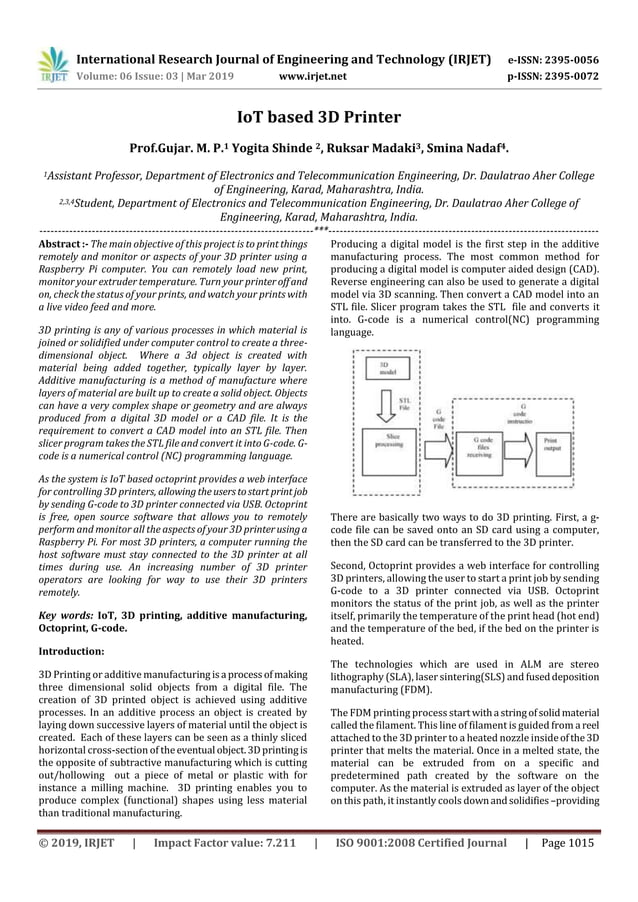 IRJET- IoT Based 3D Printer | PDF