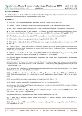 IRJET- A Comparative Analysis of CMOS Amplifiers for ECG Signals | PDF