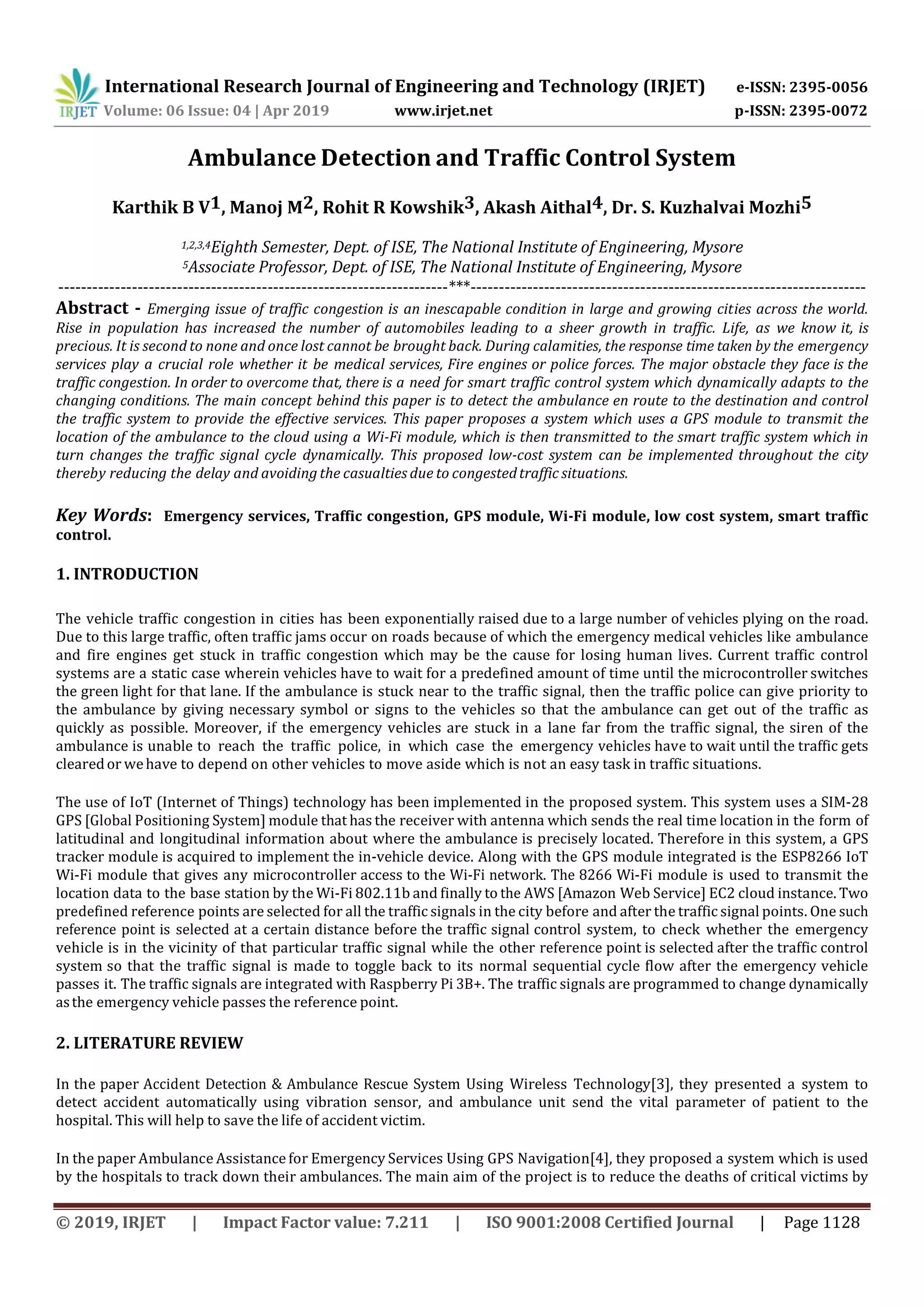 IRJET- Ambulance Detection and Traffic Control System | PDF
