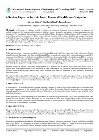 IRJET- A Review Paper on Android based Personal Healthcare Companion | PDF