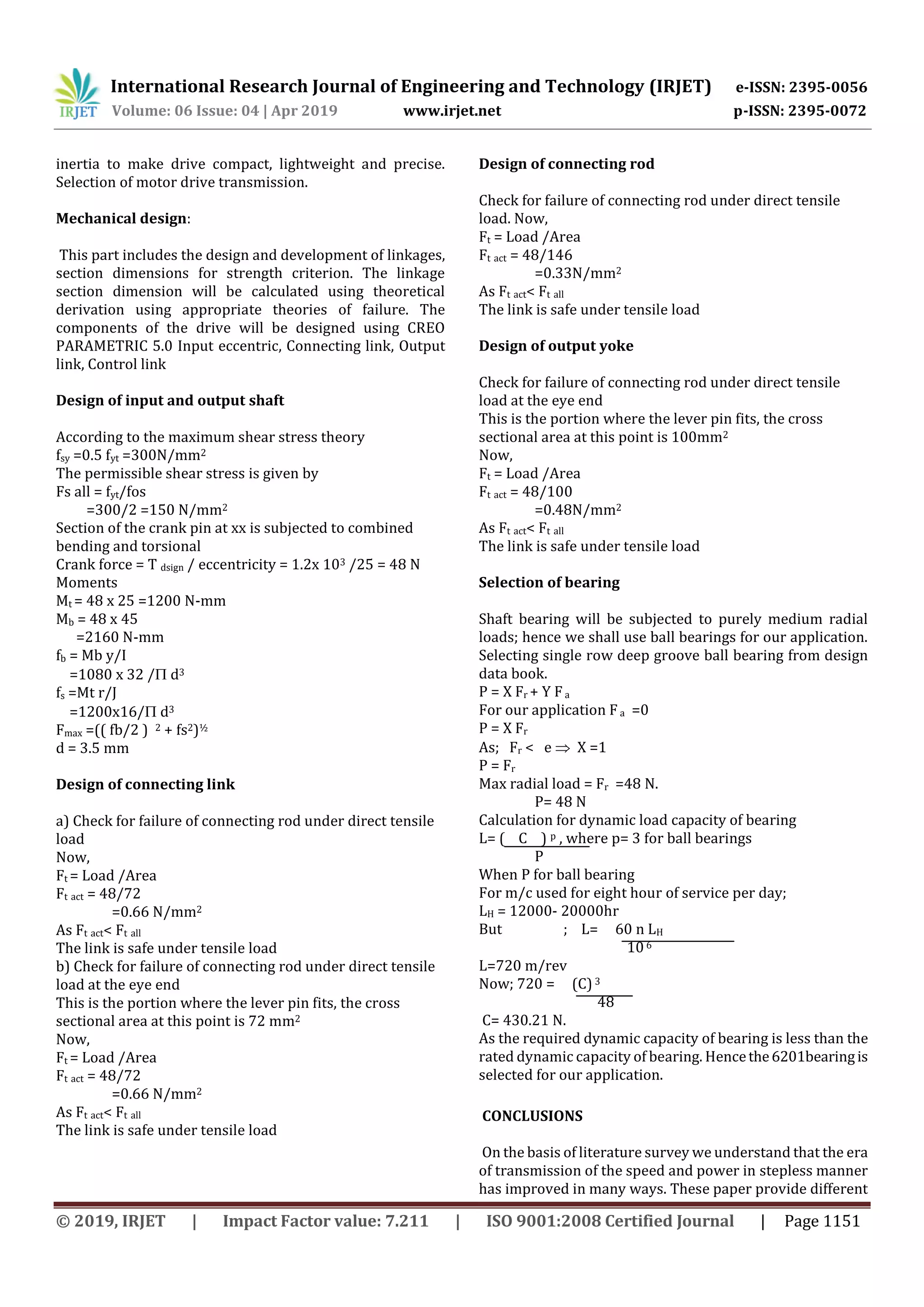 IRJET- Design and Development of Kinematic Linkages Variable Speed ...
