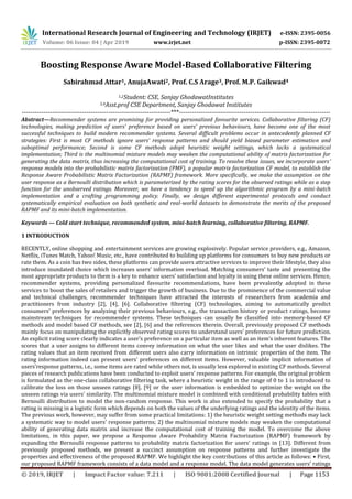 IRJET- Boosting Response Aware Model-Based Collaborative Filtering | PDF