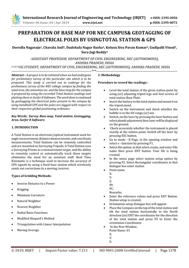 IRJET- Preparation of Base Map for NEC Campus & Geotagging of ...