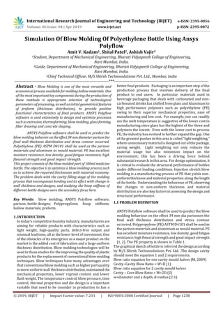 IRJET- Simulation of Blow Molding of Polyethylene Bottle using Ansys ...