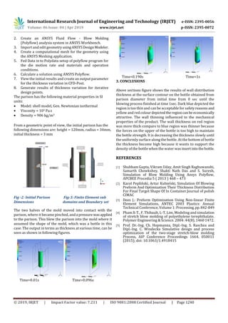 IRJET- Simulation of Blow Molding of Polyethylene Bottle using Ansys ...