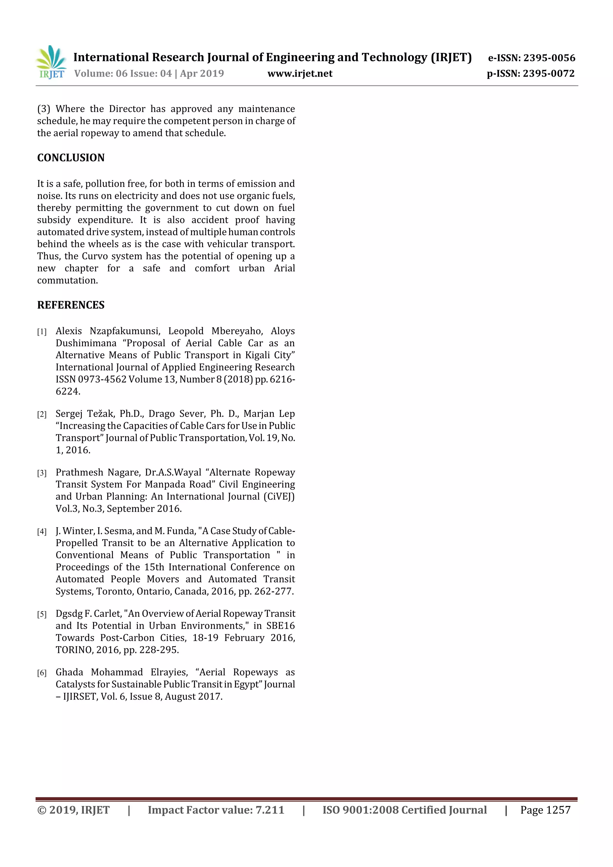 IRJET- Proposal of Curvo Cable Car as an Alternative Means of Public ...