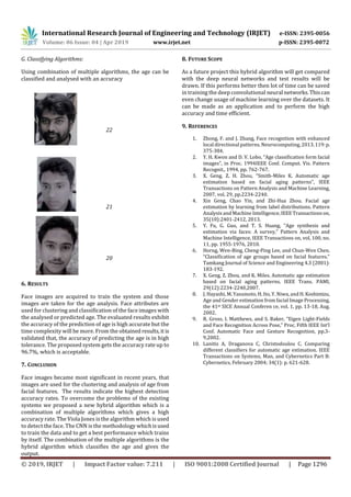 IRJET- Age Analysis using Face Recognition with Hybrid Algorithm | PDF