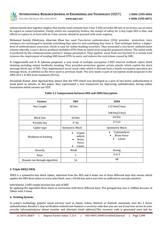 IRJET- A Work Paper on Email Server using 3DES | PDF