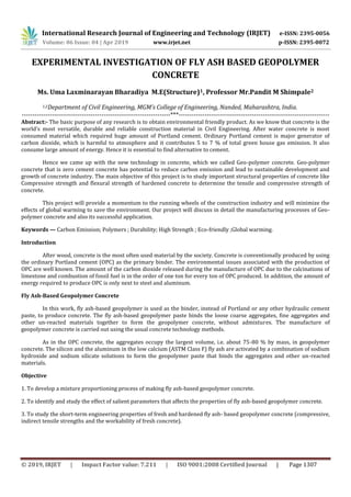 IRJET- Experimental Investigation of Fly Ash based Geopolymer Concrete | PDF | Civil Engineering ...