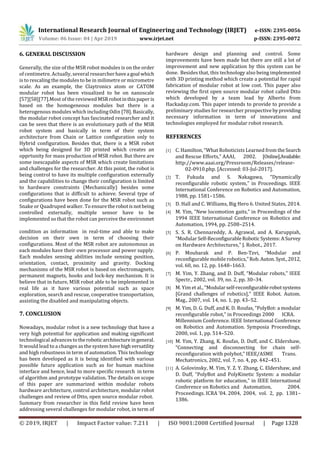 IRJET- Comprehensive Review on Modular Self-Reconfigurable Robot Architecture | PDF