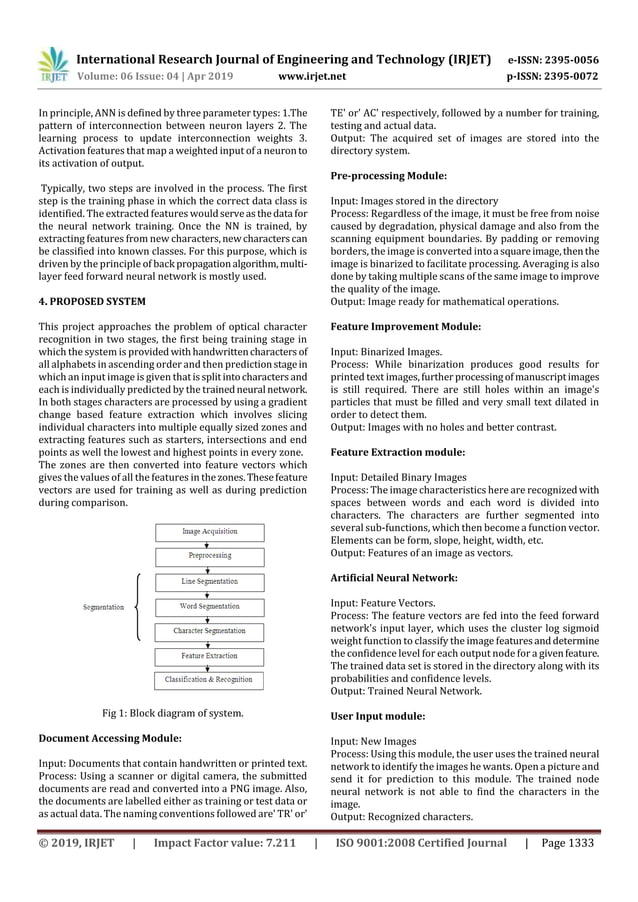 IRJET- Intelligent Character Recognition of Handwritten Characters | PDF