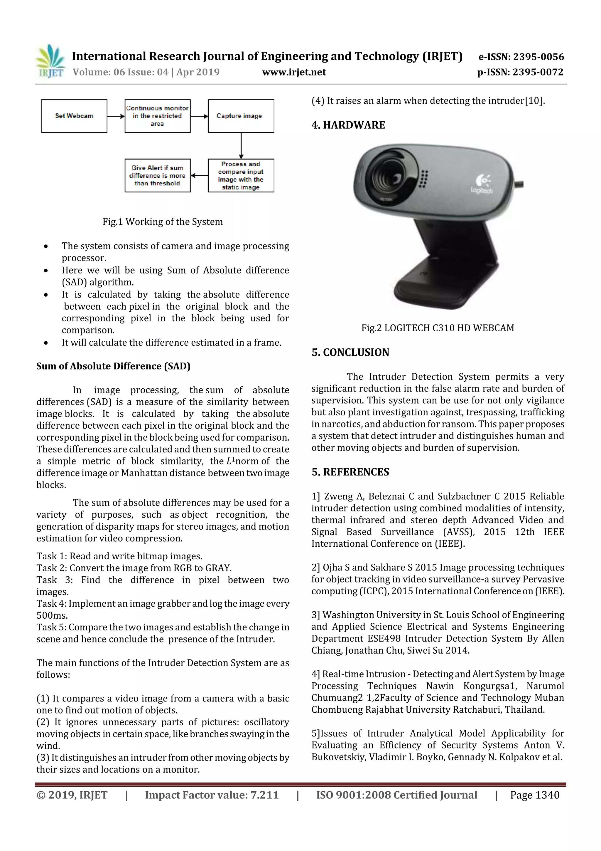 IRJET- Intruder Detection System using Camera with Alert Management | PDF