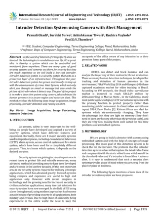 IRJET- Intruder Detection System using Camera with Alert Management | PDF
