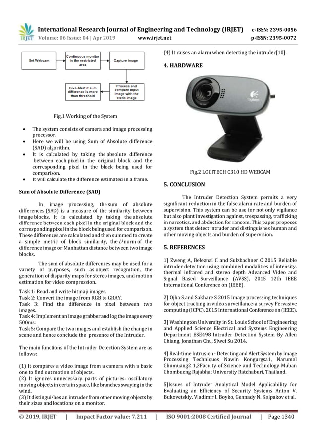 IRJET- Intruder Detection System using Camera with Alert Management | PDF
