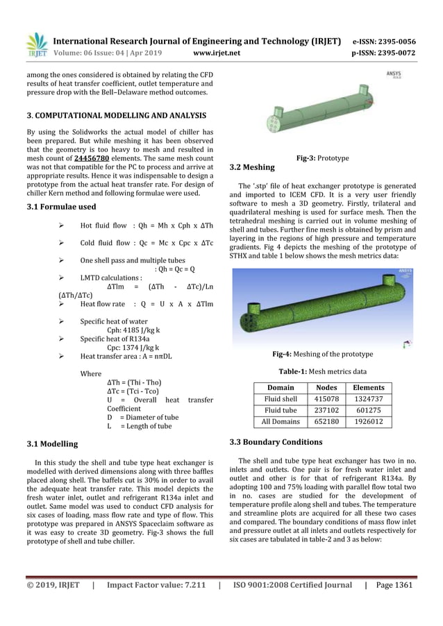 IRJET- Modelling and CFD Simulation of Prototype of AC Plant Chiller On-Board Marine Ship | PDF