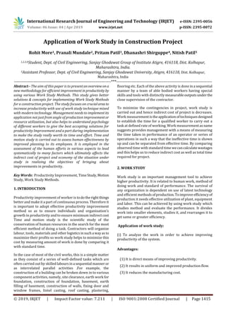 IRJET- Application of Work Study in Construction Project | PDF ...