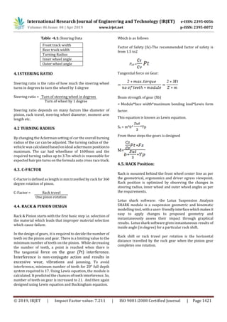 IRJET- Selection & Design Procedure of Steering System of Formula ...
