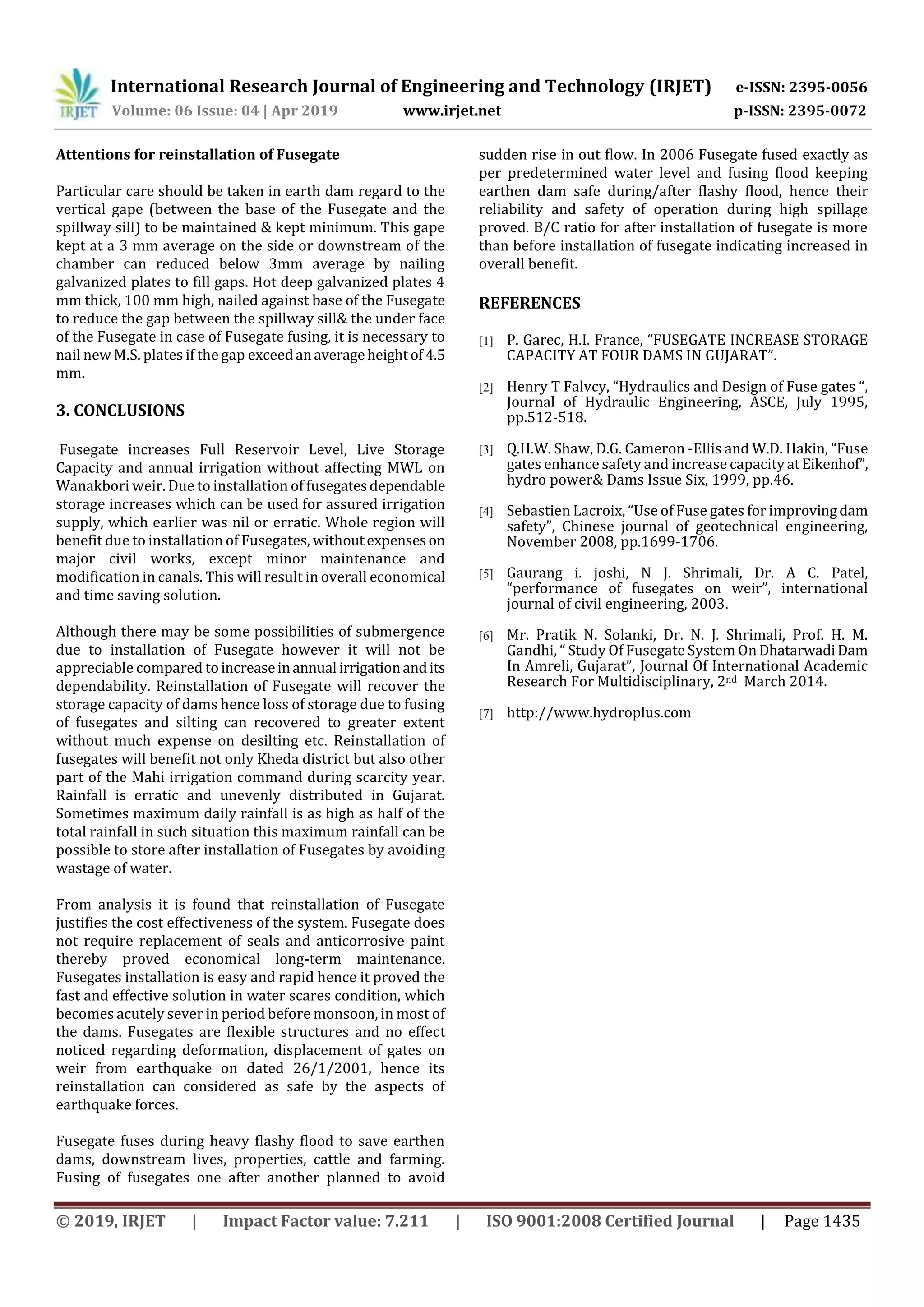 IRJET- Study of Fusegate on Wanakbori Weir | PDF