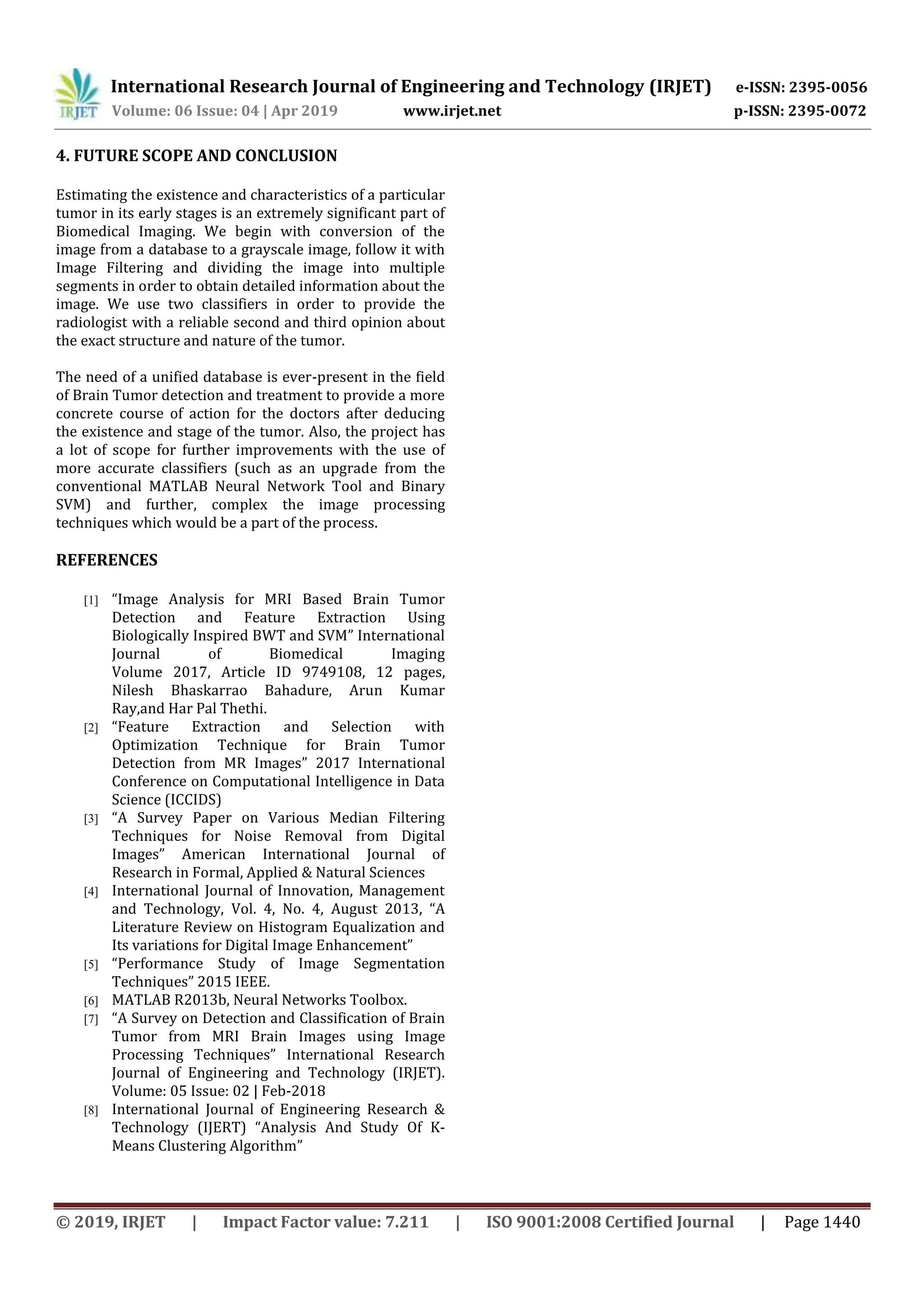Irjet Mri Image Processing Operations For Brain Tumor Detection Pdf