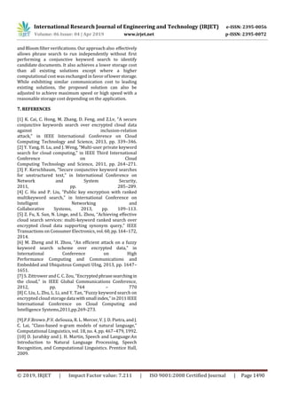 IRJET- Multiple Keyword Search for Encrypted Cloud Storage | PDF