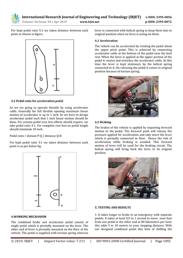 IRJET- Design of Combined Brake and Accelerator Pedal | PDF