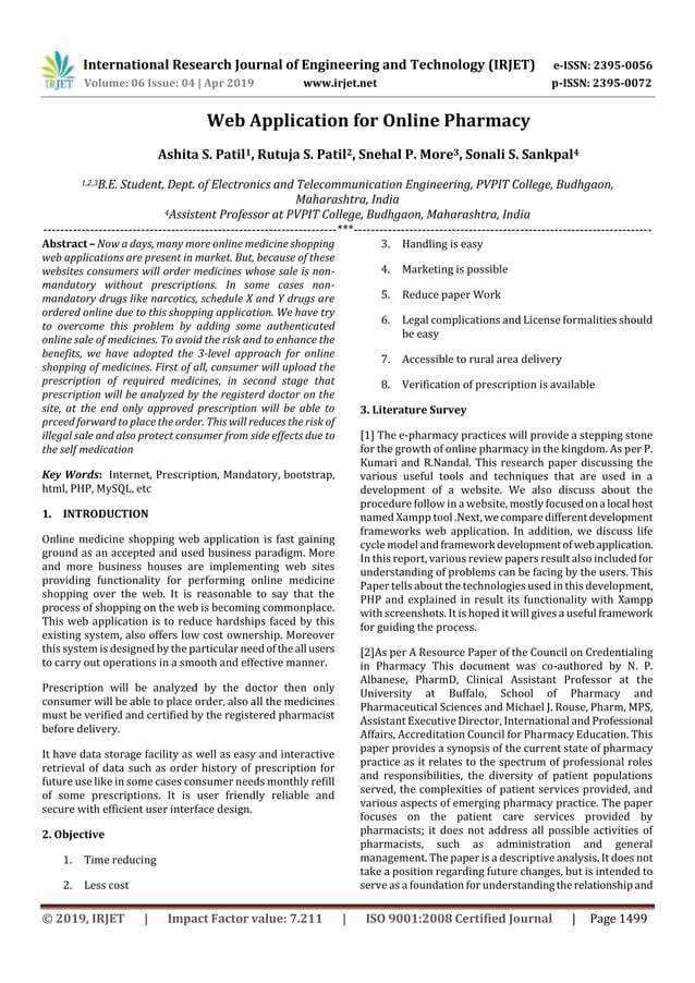 IRJET- Web Application for Online Pharmacy | PDF