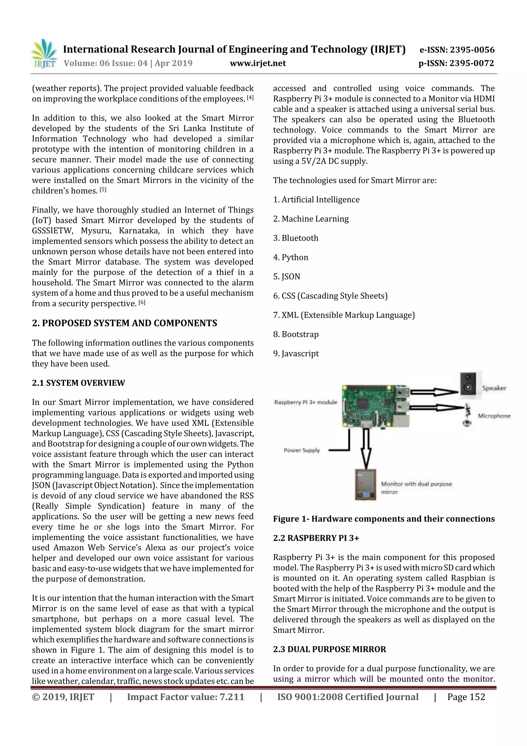 IRJET- Smart Mirror using Virtual Voice Assistant | PDF