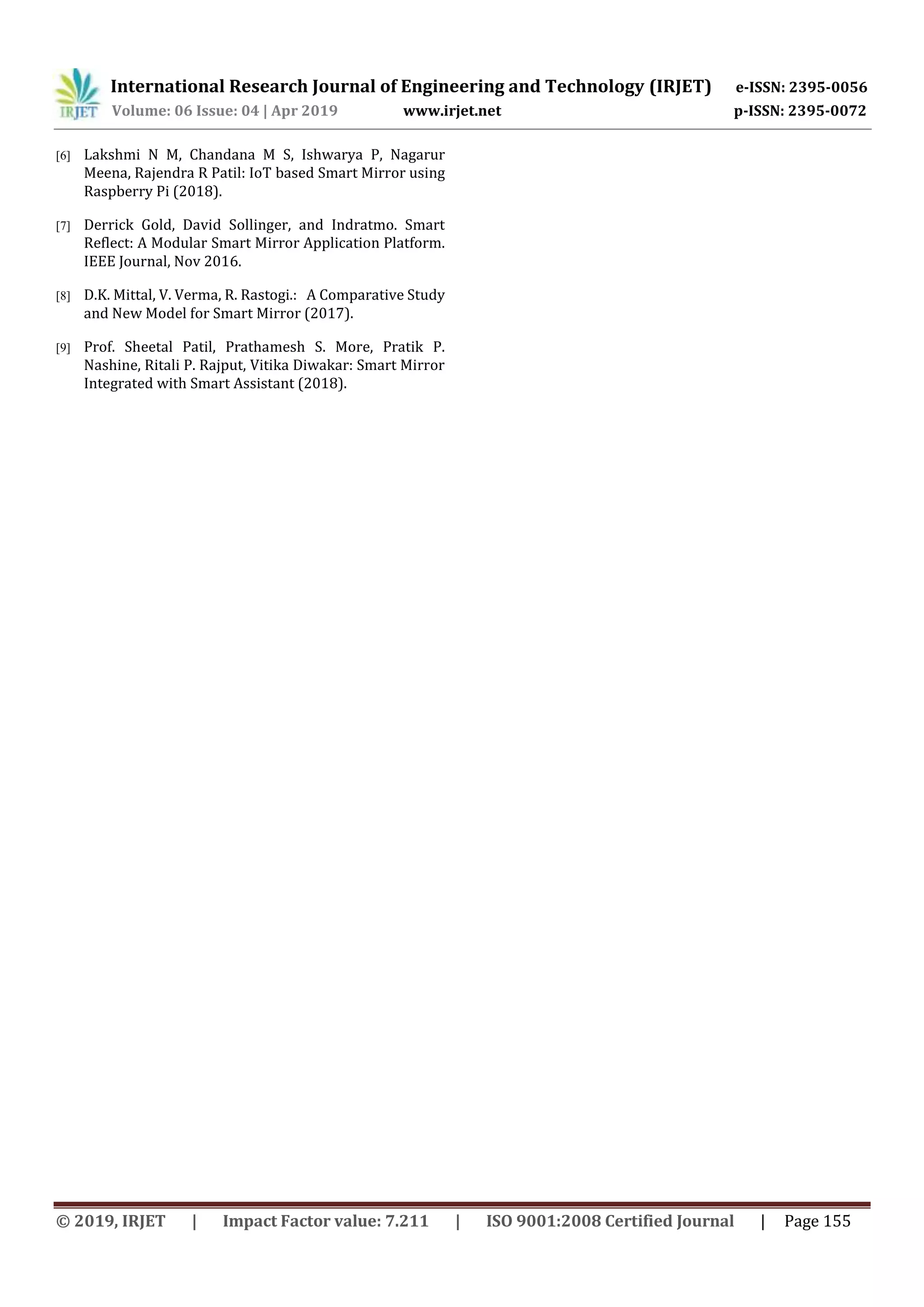 IRJET- Smart Mirror using Virtual Voice Assistant | PDF