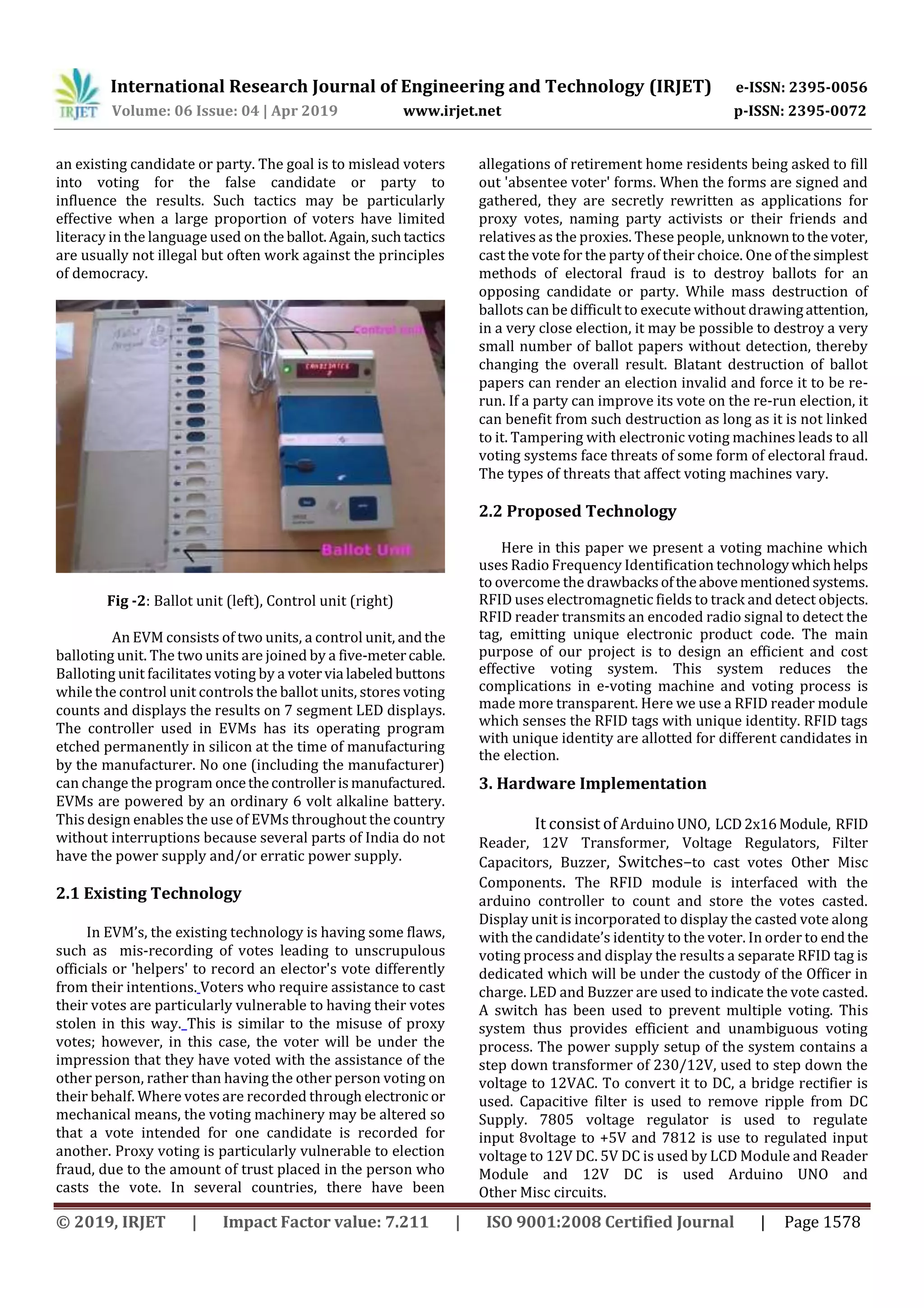 IRJET- RFID Based Smart Voting System | PDF