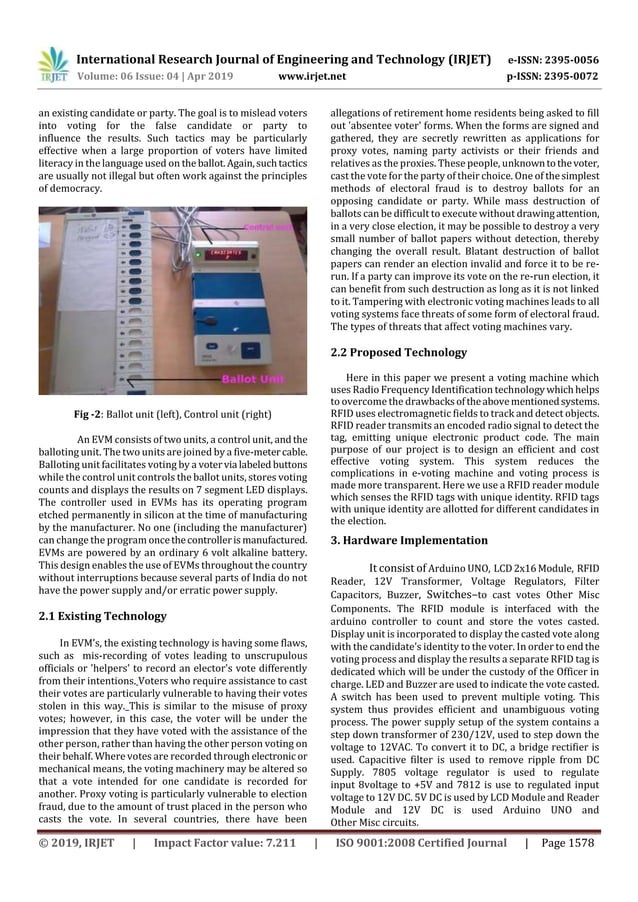 IRJET- RFID Based Smart Voting System | PDF