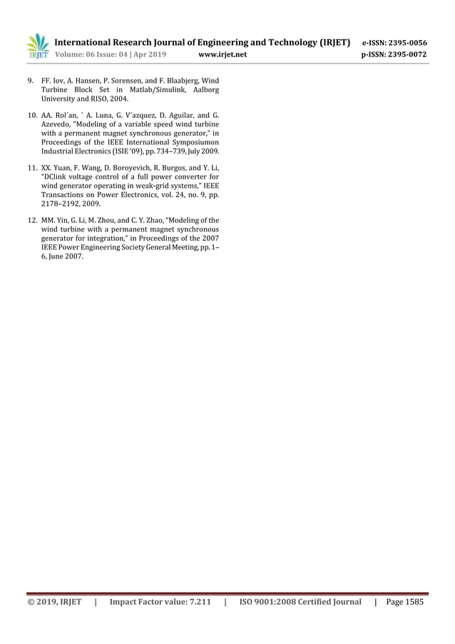 Irjet Modelling Of A Pmsg Wind Turbine With Voltage Control Pdf Power And Energy Industry