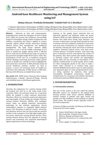 IRJET- Android base Healthcare Monitoring and Management System using IoT | PDF