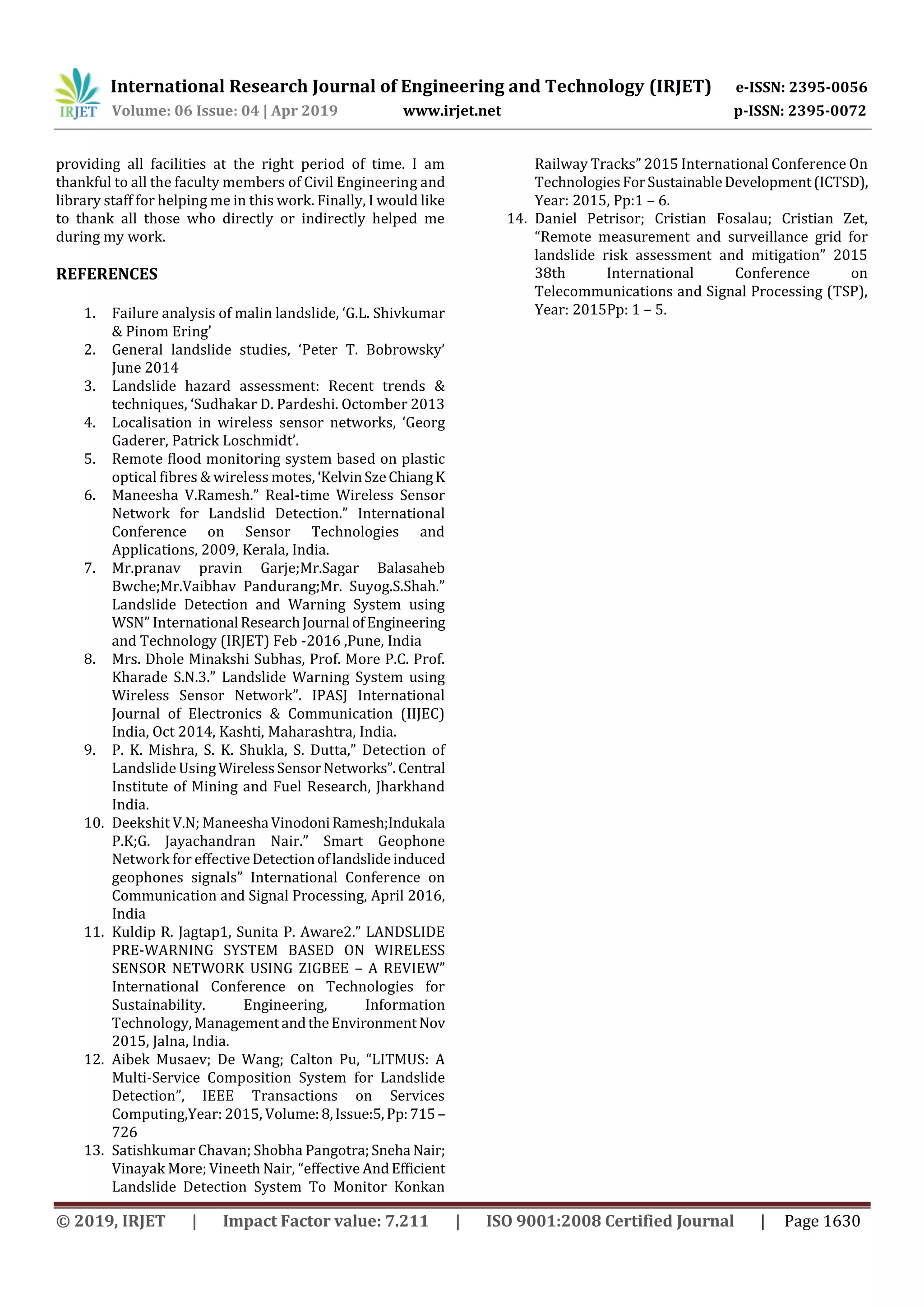 IRJET- Risk Assessment and Management Techniques to Avoid Landslide Hazard | PDF