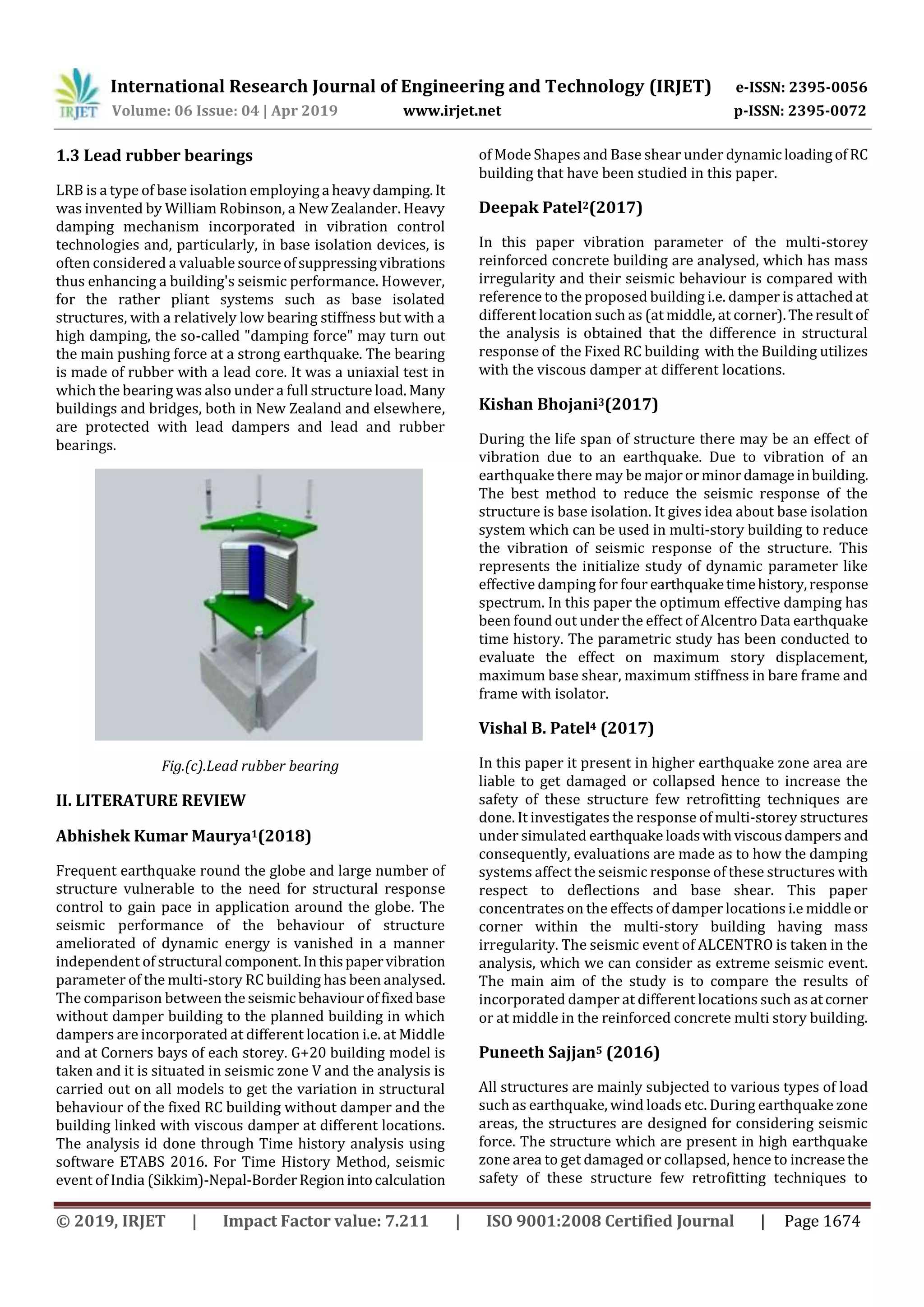 IRJET- A Review of Seismic Behaviour of Multi-Story Building using various Energy Dissipation ...