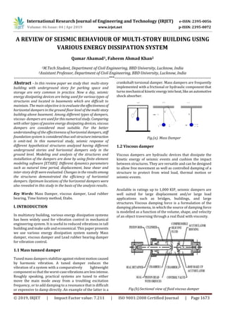 IRJET- A Review of Seismic Behaviour of Multi-Story Building using various Energy Dissipation ...