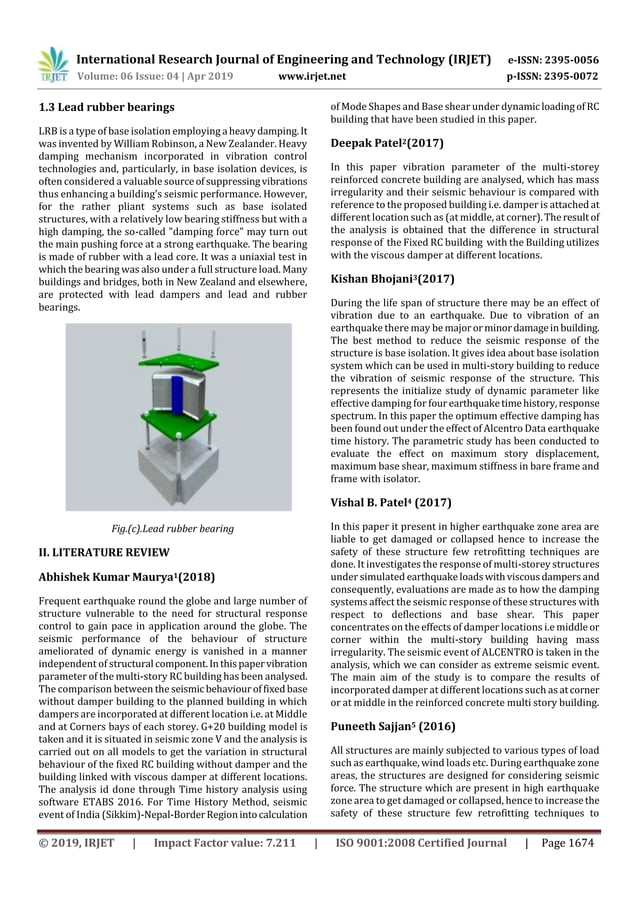 IRJET- A Review of Seismic Behaviour of Multi-Story Building using various Energy Dissipation ...