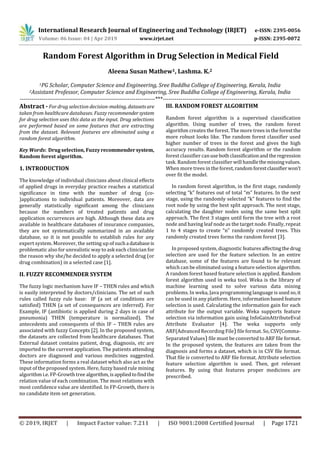 IRJET- Random Forest Algorithm in Drug Selection in Medical Field | PDF
