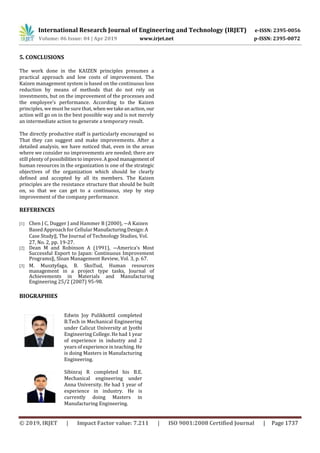 IRJET- Application of Continuous Improvement Process in Manufacturing Industry | PDF