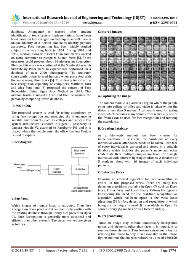 Irjet Real Time Attendance System Using Face Recognition Pdf