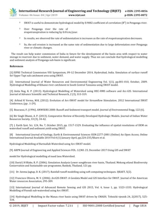 IRJET- Hydrological Modeling of Penganga Sub-Basin using Arc-SWAT | PDF