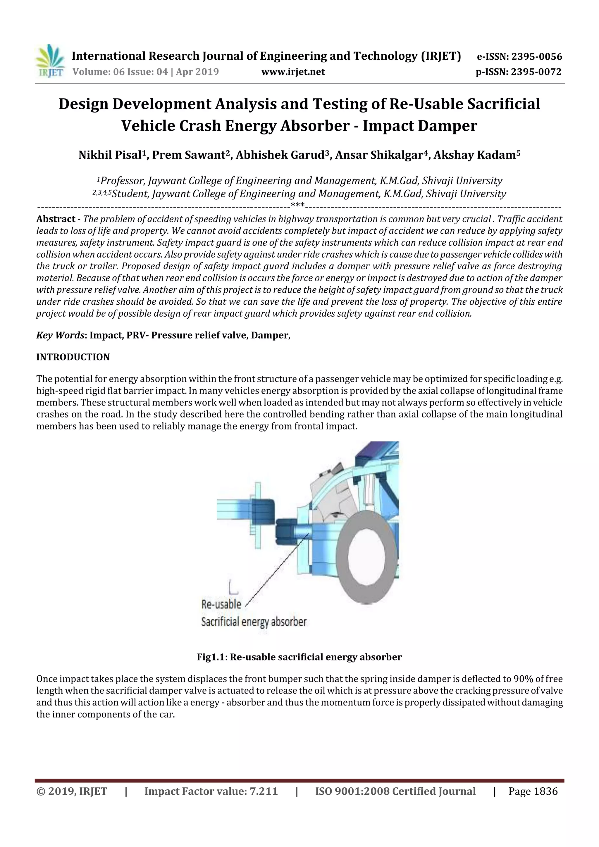 IRJET- Design Development Analysis and Testing of Re-Usable Sacrificial ...