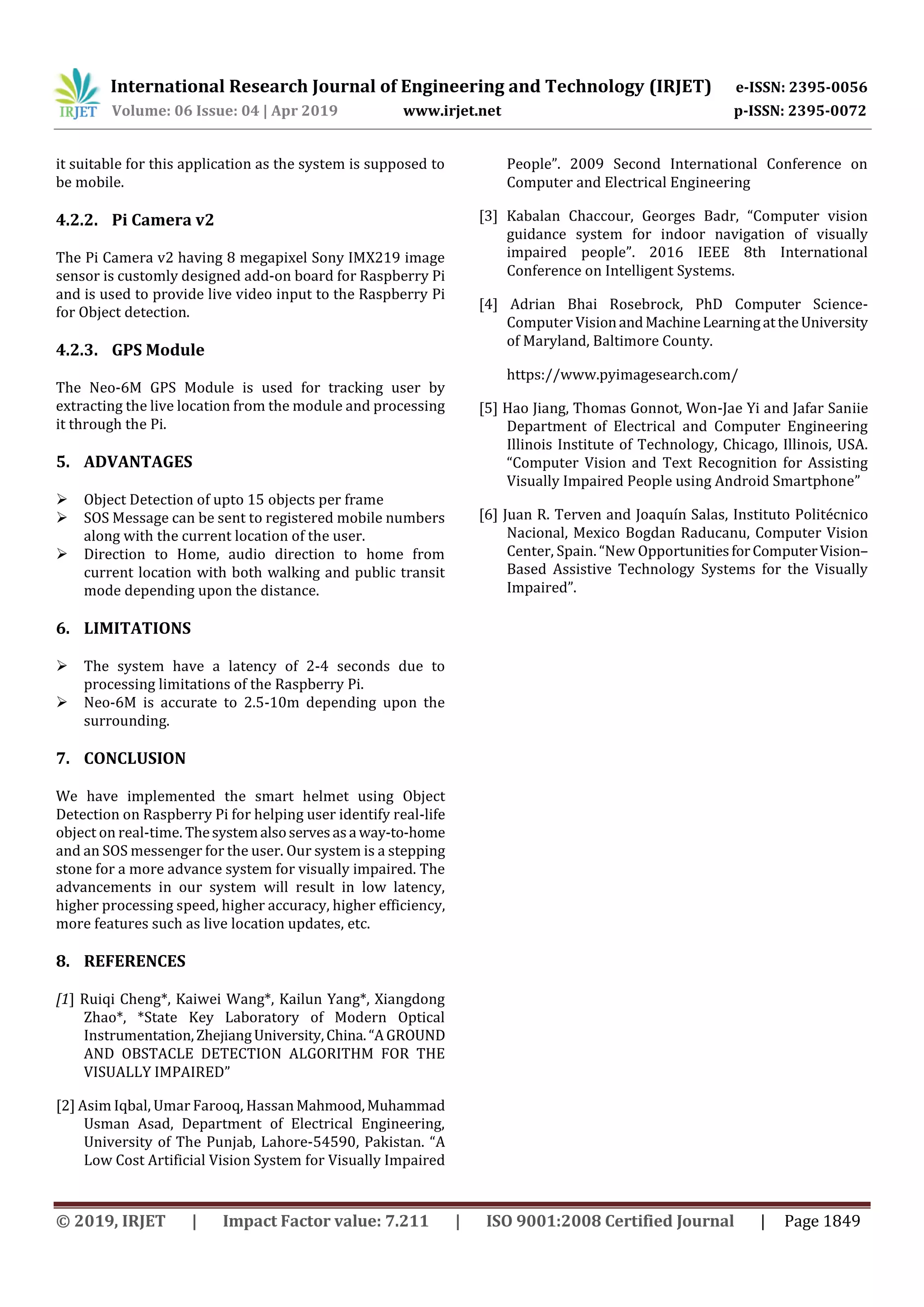 IRJET- Smart Helmet for Visually Impaired | PDF