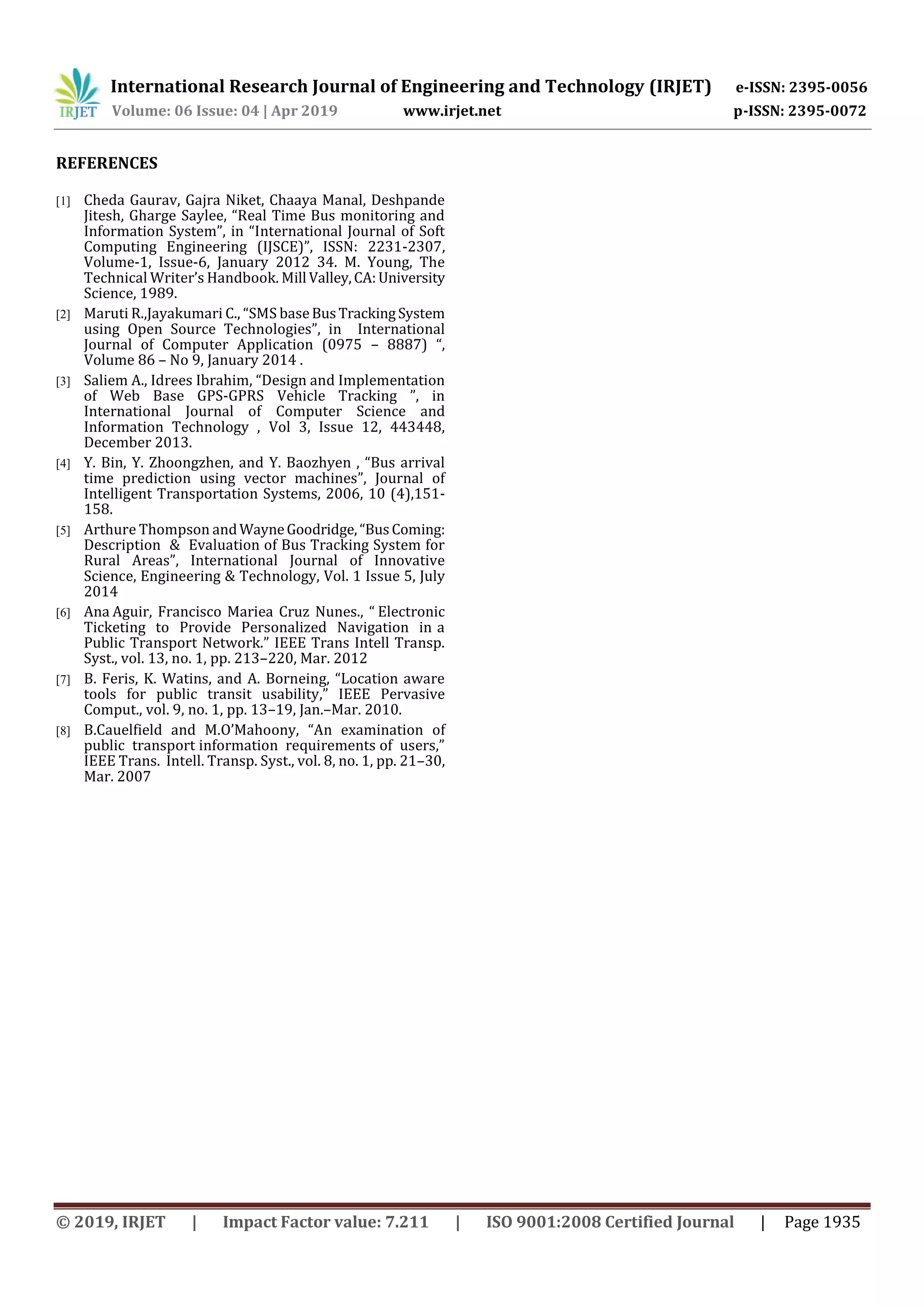 IRJET- Bus Monitoring System using Android Application | PDF | Operating Systems | Computer ...