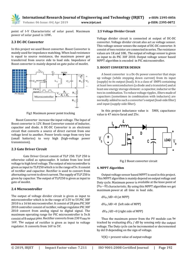 IRJET- Design and Implementaion of DC-DC Boost Converter using Output Voltage Sensor based ...