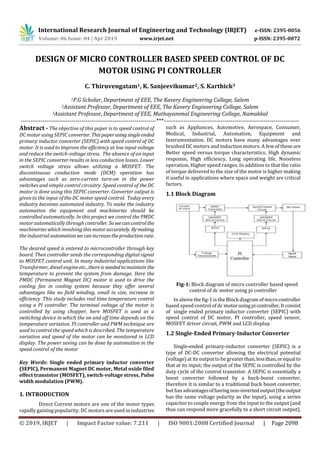 IRJET- Design of Micro Controller based Speed Control of DC Motor using Pi Controller | PDF