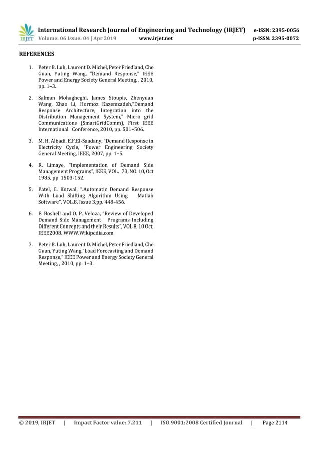 IRJET- Automatic Demand Response Controller with Load Shifting Algorithm using MATLAB Software | PDF
